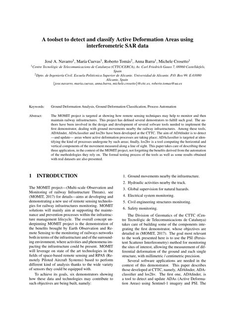 Pdf A Toolset To Detect And Classify Active Deformation Areas Using Interferometric Sar Data