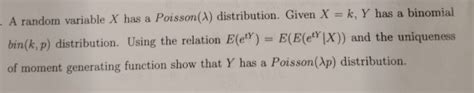 Solved A Random Variable X Has A Poisson Distribution Chegg Com