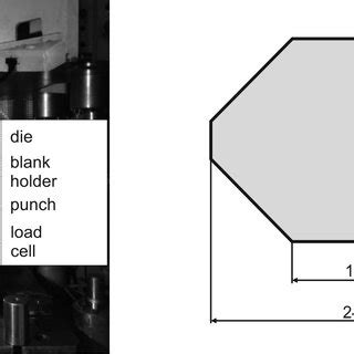 Tool Set Up In The Press Left And Geometry Of The Blank Right Download Scientific Diagram