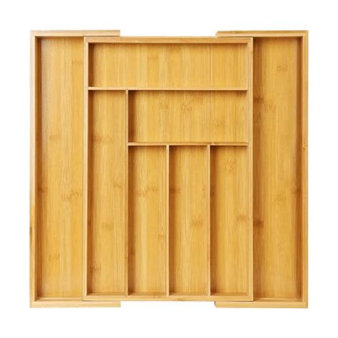Bamboo Expandable Drawer Organizer Silverware Organizer For Kitchen