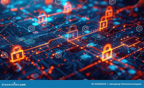 Digital Cybersecurity Concept With Glowing Padlocks And Circuitry Representing Protection Of