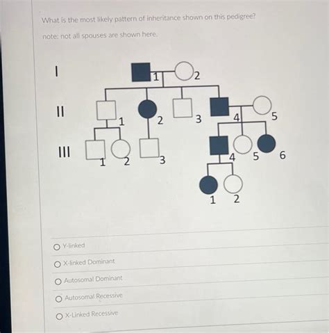 Solved What Is The Most Likely Pattern Of Inheritance Shown
