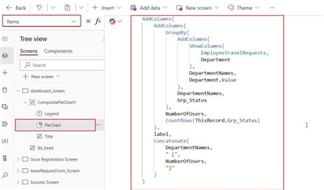 how to create power apps pie chart from sharepoint choice column