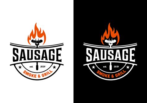 Flame Grill Sausage Barbecue Logo Design Grafik Von Zwallow99