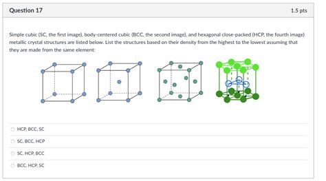 Solved Question Pts Simple Cubic SC The First Chegg Com