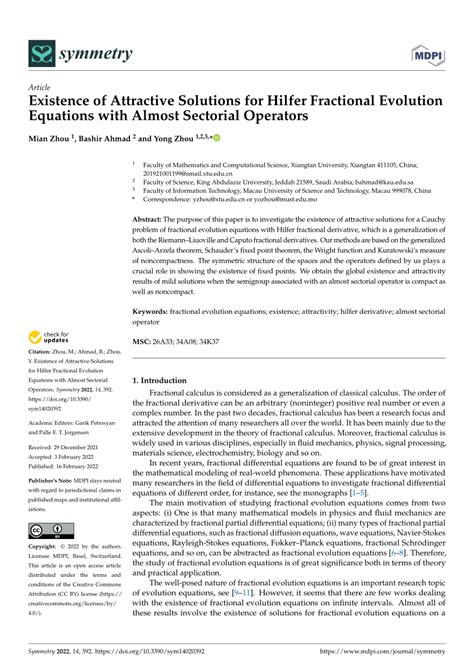 Pdf Existence Of Attractive Solutions For Hilfer Fractional Evolution Equations With Almost