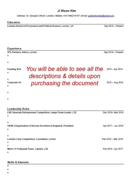 외국계 취업을 위한 영문 이력서 견본 및 양식 크몽