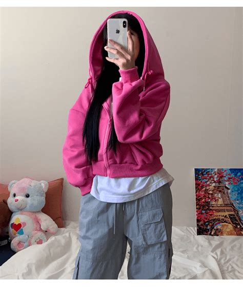 안감기모 파스텔 포근 컬러 크롭 후드집업 4col 에이블리