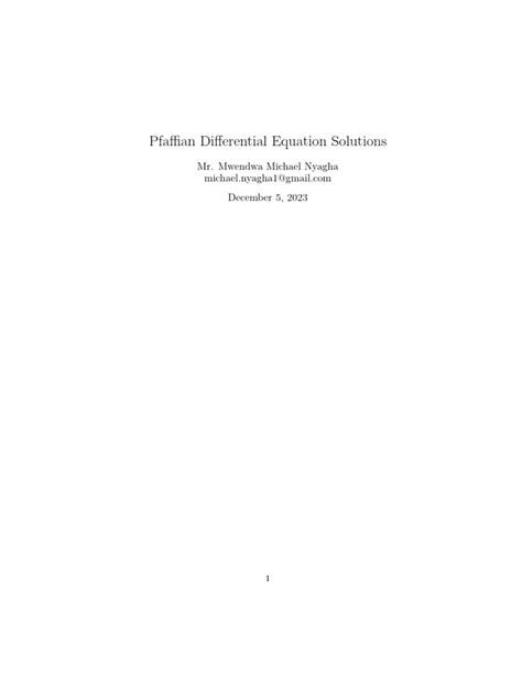 Pde Pfaffian Differential Equations Download Free Pdf Mathematical