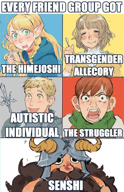 Dungeon Meschi Marcille Falin Laios Chilchuck Senshi Izutsumi Meme
