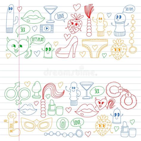 Funny Icons For Sex Shop Cute Cartoon Characters Dildo Strawberry