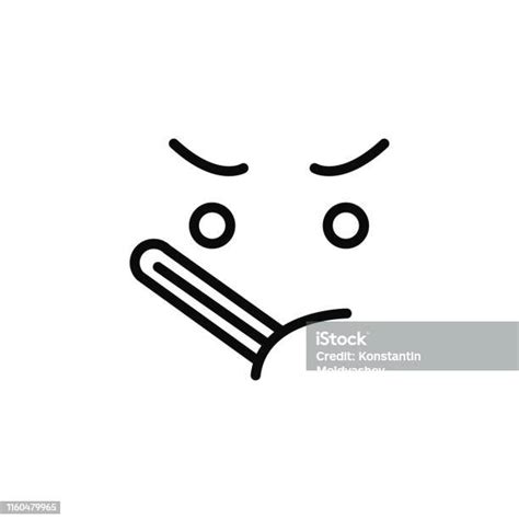 온도계 얼굴 아이콘 Ui 및 Ux 웹 사이트 또는 모바일 응용 프로그램에 대한 감정 아이콘의 간단한 얇은 라인 개요 벡터 0명에