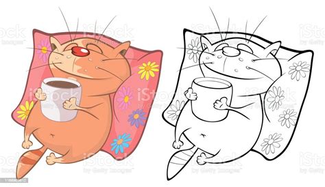 당신이 디자인 및 컴퓨터 게임을위한 귀여운 만화 캐릭터 고양이의 벡터 일러스트 레이션 색칠하기 책 윤곽선 세트 고양이 새끼에