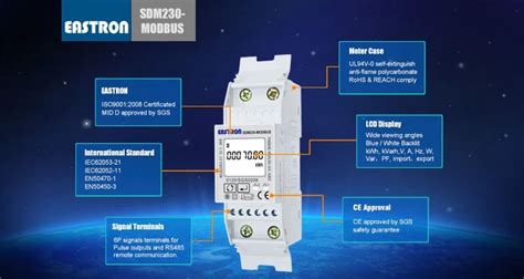 SDM Modbus Single Phase Bi Directional PV Energy Meter Mono Fase Multifunction Meter MID