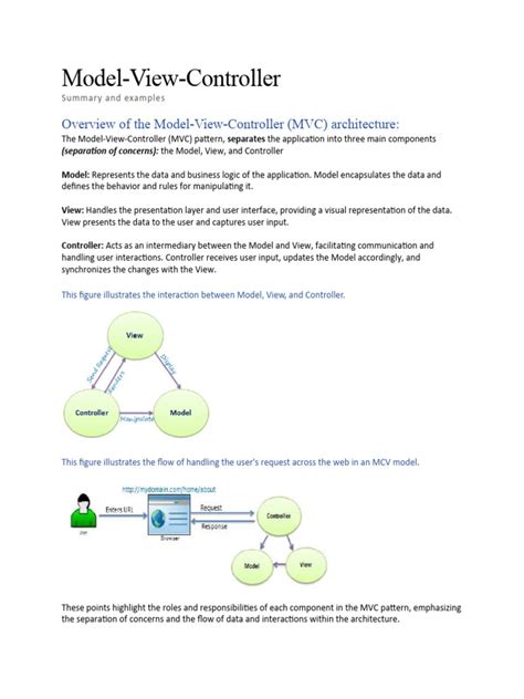 Mvc Summary Examples Download Free Pdf Modelviewcontroller Databases