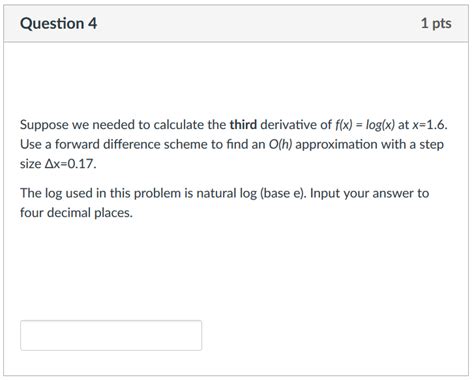 solved question 4 1 pts suppose we needed to calculate the