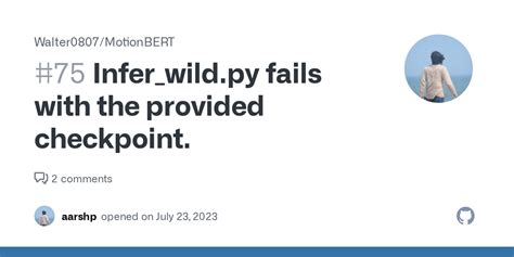 infer wild py fails with the provided checkpoint · issue 75 · walter0807 motionbert · github