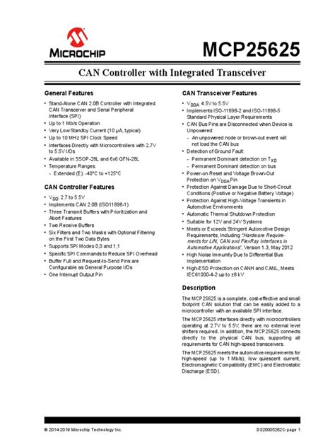 mcp25625 can controller data sheet 20005282c 708896 pdf error