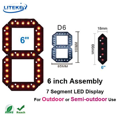 Rohs Approved 6 Inch Assembly 7 Segment Led Display With Waterproof For Outdoor Or Semi Outdoor