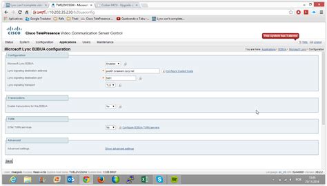 Lync Cant Complete Video Call To Vcs Via B2bua Cisco Community