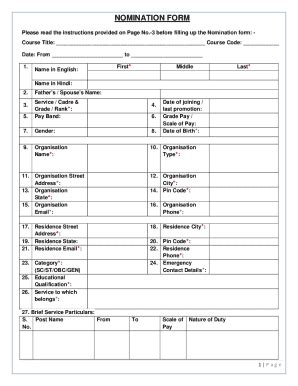 Fillable Online Nomination Form For Training Fax Email Print PdfFiller