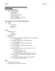 Biostats Module 11 Notes Docx Biostats Descriptive Epidemiology Health Indicators Health
