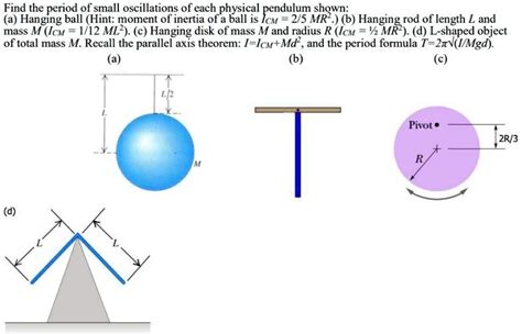 Find The Period Of Small Oscillations Of Each Physical Pendulum Shown A Hanging Ball Hint
