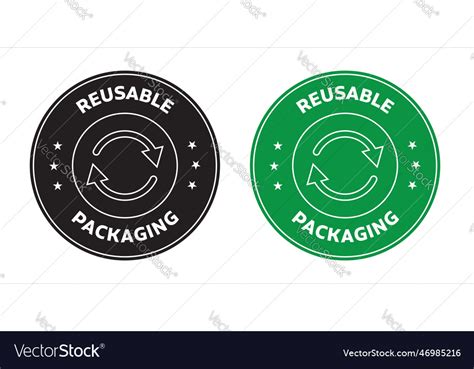 Reusable Packaging Icon Logo In Black And Green Vector Image