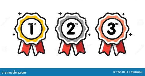 First Place Second Place Third Place Award Medals Set Isolated On