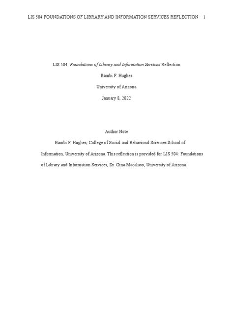 Hughes Lis504 Reflection Eportfolio Download Free Pdf Libraries Library Science