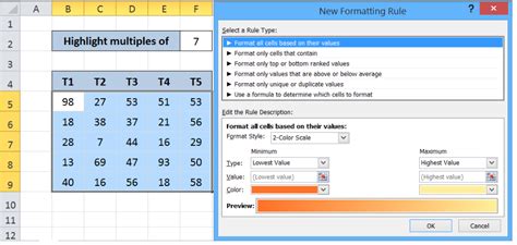 Excel Formula Highlight Multiples Of Specific Value Uses Mod Function