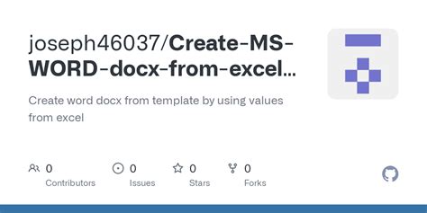 GitHub Joseph Create MS WORD Docx From Excel Data Create Word Docx From Template By