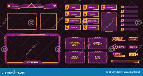 Gaming Stream Overlay Futuristic Ui Graphic Frames For Game Screen Neon Color Camera Border