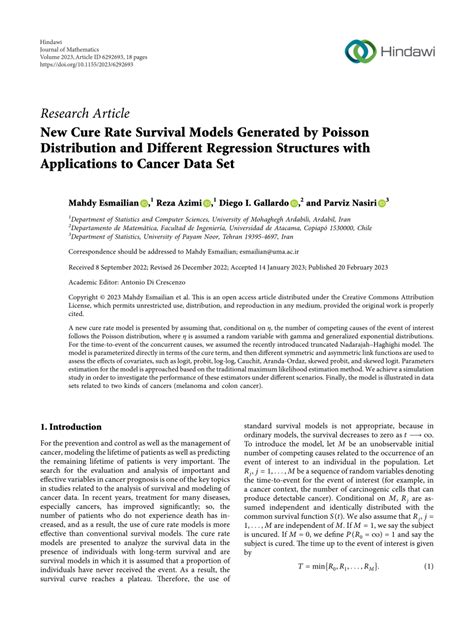 Pdf New Cure Rate Survival Models Generated By Poisson Distribution And Different Regression