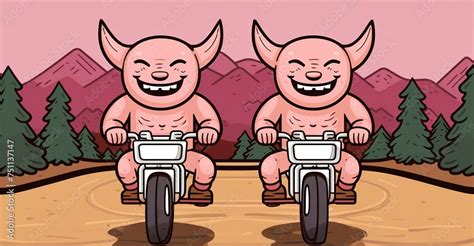 A Smiling Imp Riding On The Back Of A Pink Devil Both Exuding A Playful Spirit And Cute Sorcery