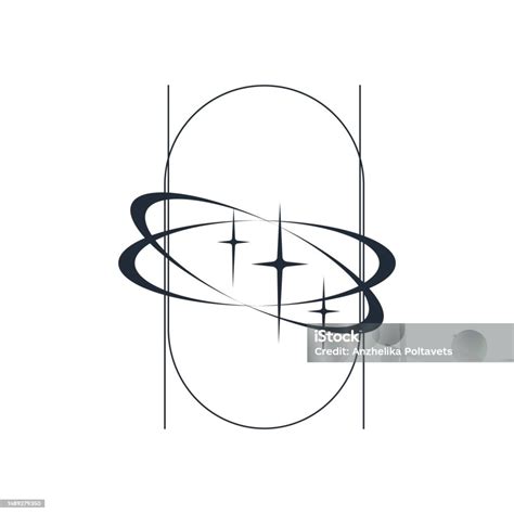 Y2k 미적 프레임 현대 Sipmle 그래픽 별 원 형태가 있는 복고풍 기하학적 모양 추상 Y2k 양식입니다 최소한의 미적 디자인 트렌디한 벡터 그림입니다 타원형에 대한