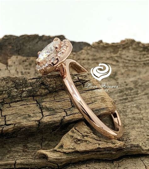 14k Rose Gold Engagement Ring Forever One Moissanite Ring Diamond Ring