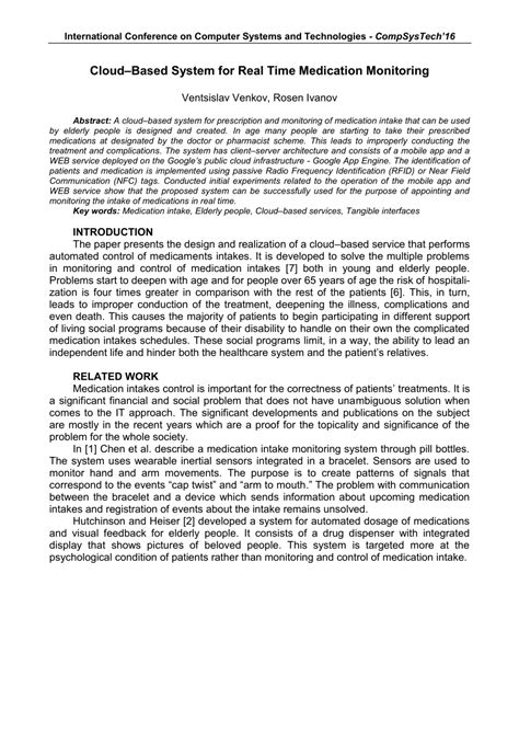 Pdf Cloud Based System For Real Time Medication Monitoring