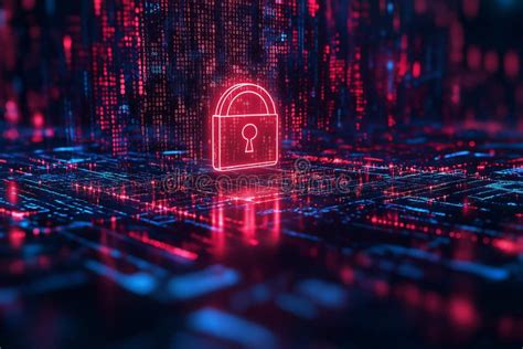 A Glowing Digital Lock Icon Represents Cybersecurity In A Futuristic Grid Environment
