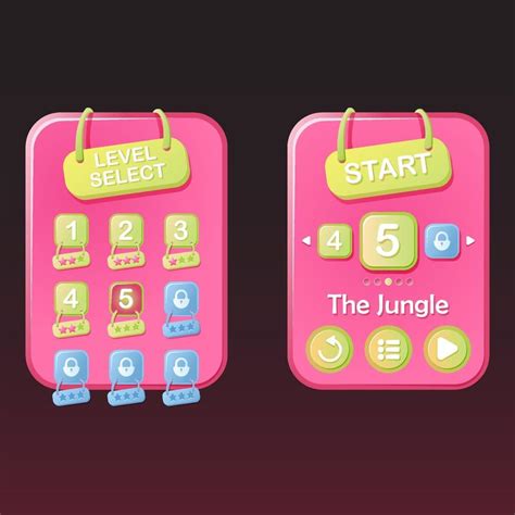 Basic Rgbset Of Level Selection Game Ui Pop Up And Star With Ribbon For 2d Gui Vector