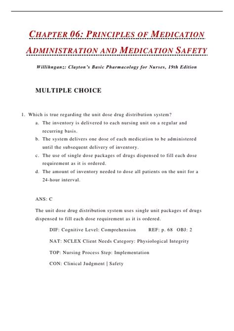 Chapter 06 Principles Of Medication Administration And Medication Safety Claytons Basic