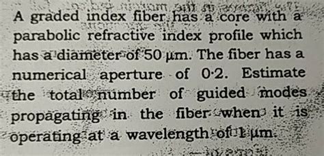 Solved A Graded Index Fiber Has A Core With A Parabolic
