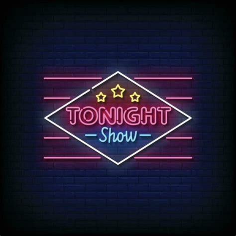 Neon Sign Tonight Show With Brick Wall Background Vector 26822865 Vector Art At Vecteezy