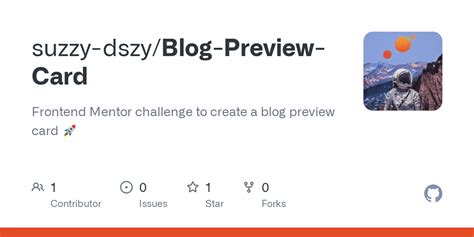 Github Suzzy Dszyblog Preview Card Frontend Mentor Challenge To Create A Blog Preview Card 🚀