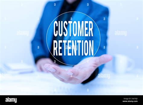 Sign Displaying Customer Retention Word For Activities Companies Take To Reduce User Defections