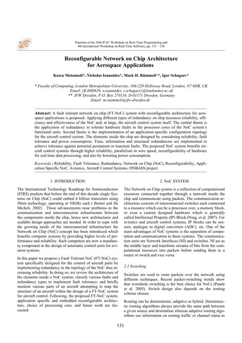 Pdf Reconfigurable Network On Chip Architecture For Aerospace Applications