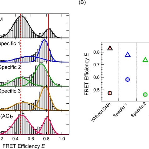 A Fret Histograms Of Cytr Dbd In The Absence Of Dna First Panel Download Scientific