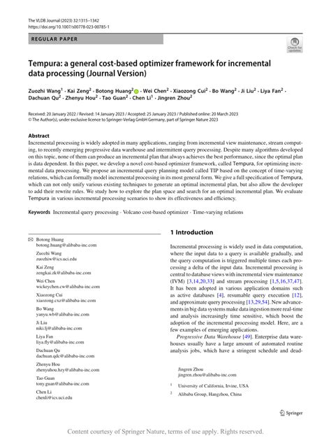 Tempura A General Cost Based Optimizer Framework For Incremental Data