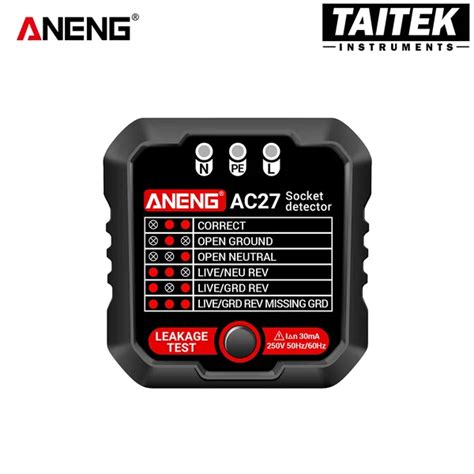 เครื่องตรวจสอบปลั๊กไฟ Socket Tester Aneng รุ่น Ac27 รองรับแรงดันไฟฟ้า Ac210±20v Taitek Instruments