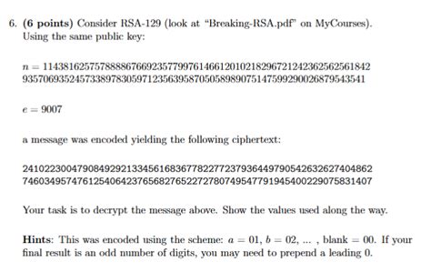 Solved By An EXPERT Points Consider RSA Look At Chegg Com